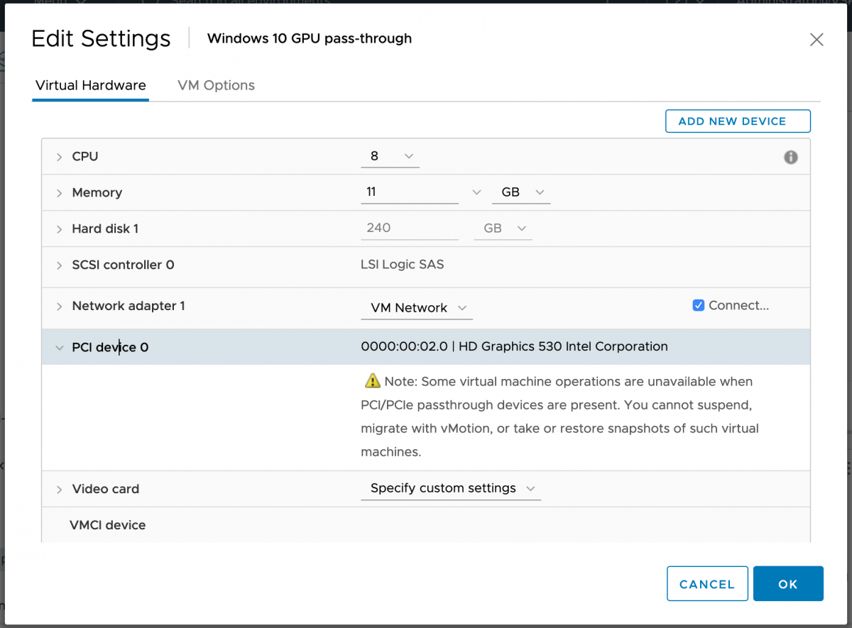HD Graphics 530 pass-through in ESXi 7.0 – Personal blog about ...